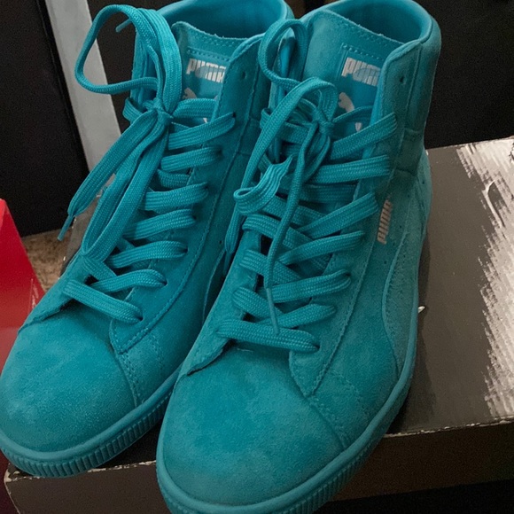 Puma | Shoes | Puma Suede Mid Classic Bluebird | Poshmark